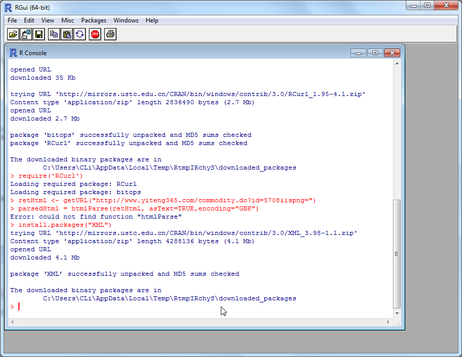 【已解决】R语言出错：Error: could not find function "htmlParse" – 在路上