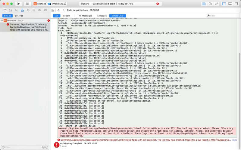 [未解决]linphone-iphone编译出错：The document ShopView.xib requires Xcode 8.0 or later – 在路上