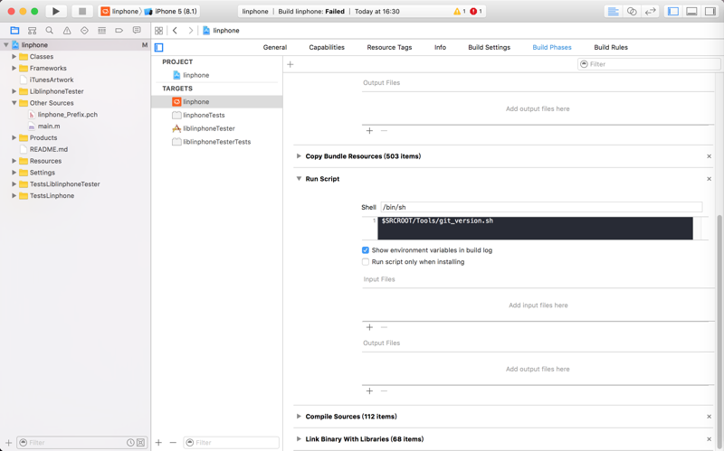 [已解决]linphone-iphone编译出错：Command /bin/sh failed with exit code 1 – 在路上